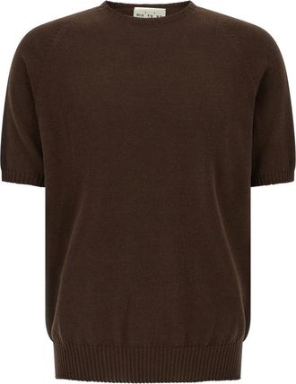 Maryya Maryya, Homme, Pulls, Brun, Taille: M Pull en coton &agrave; col rond