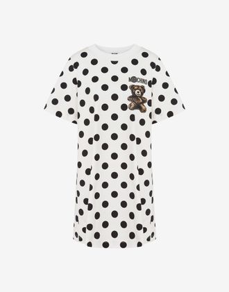 Moschino Moschino - Robe en coton lourd imprimé Teddy Bear - Blanc