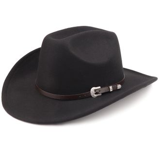 Dreshow Fedora-Hut mit breiter Krempe für Damen Gürtelschnalle Retro-Panama-Schlapphut