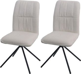 Hhg 2er-Set Esszimmerstuhl HHG 432, Küchenstuhl, drehbar Auto-Return, Stoff/Textil Chenille (340g/m²) Öko-Tex creme