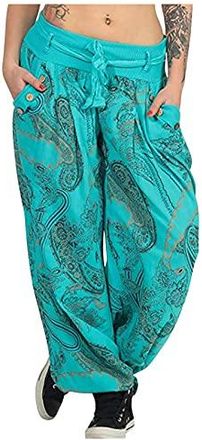 Generic Robes boh&egrave;me 2026 pour femmes pantalon large jambe d&eacute;contract&eacute;e bouton imprim&eacute; poche ample, vert menthe, XXL