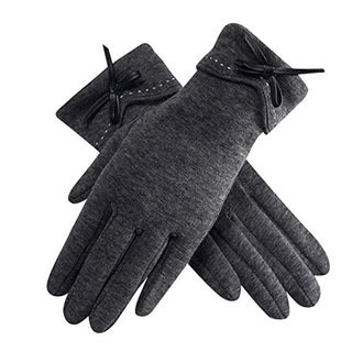 Generic Porte-jarretelles verni - Noir et hiver - Gants de parapluie pour lext&eacute;rieur et l&eacute;quitation - Gants chauds pour femmes - Arc noeud - Gants en duvet no