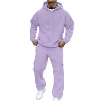 Generic Surv&ecirc;tement pour homme - Ensemble complet &agrave; manches longues et cordon de serrage - V&ecirc;tement de travail uni &agrave; capuche - Pantalon de jogging - V&ecirc;tement 
