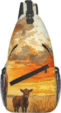 Generic Sac &agrave; bandouli&egrave;re motif vache, sac &agrave; bandouli&egrave;re pour homme, sac &agrave; dos de randonn&eacute;e pour homme