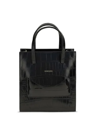 Hidesins Womens Leather Handbag Pocket Black Calf Shoulder Bags