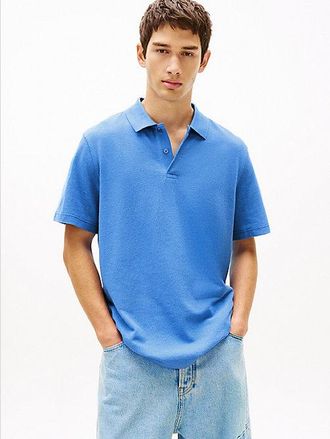 Tommy Hilfiger Polo Tommy Flag &agrave; tissage alv&eacute;ol&eacute;