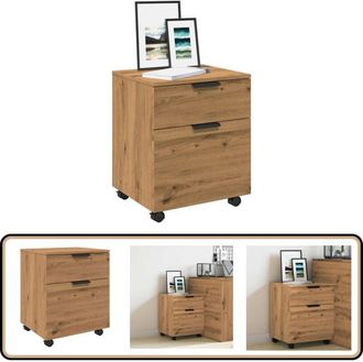 vidaXL Vidaxl - Mobiler Aktenschrank mit Rollen Artisan Eichen-Optik 45x38x54cm