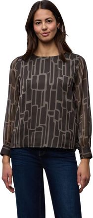 Street One Gemusterte Chiffo Bluse Darkest Brown 44