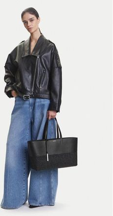Calvin Klein Handtasche Ck Mixmedia Shopper_Raffia K60K613167 Schwarz