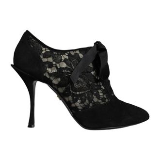 Dolce & Gabbana Femme, Chaussures, Noir, Taille: 37 1/2 EU Talons Stretch à Lacets Noirs