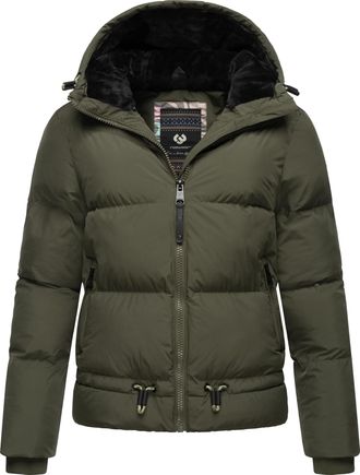 Ragwear Damen Winterjacke warme wasserdichte Steppjacke mit Kapuze Briony YOUMODO Dark Olive Gr. XL