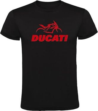 Generico T-shirt noir avec motif moto rouge Ducati - Style sportif pour amateurs de moto, Noir, XL