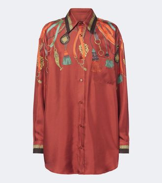 Etro Bedrucktes Hemd aus Seidensatin