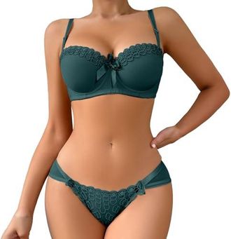 Generic Ensemble sous Vetement Femme Ensemble Lingerie Confortable Classique Ensemble Transparent Sexy - Dentelle Florale &Agrave; Armatures, Id&eacute;al pour S&eacute;duction