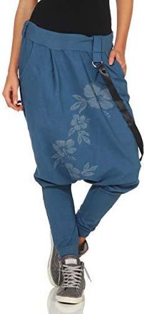 Malito more than fashion Malito Boyfriend Pantalon Bretelles Baggy Harem Aladdin 91085 Femme Taille Unique (Bleu de Jean)