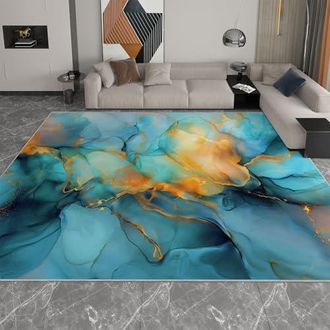 Generic Tapis de Chambre Abstrait Bleu Marine, Paillasson Moquette de Salon &agrave; Poils Ras, Texture dencre Imprim&eacute; Lavable Tapis Int&eacute;rieur pour D&eacute;cor de Cuisine 