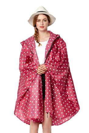 Nuur Damen Regenponcho Regenmantel Unisex Regenjacke Wasserdicht Regencape Wiederverwendbar mit Kapuze Rosa
