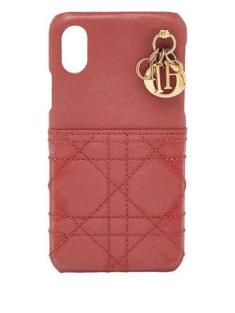 Dior coque diPhone X/XS Cannage &agrave; design matelass&eacute; - Rose