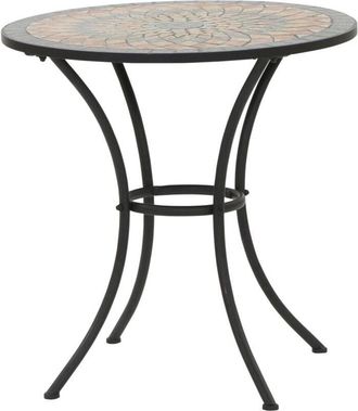 Siena Garden Tisch Prato rund &Oslash; 70 cm Gestell aus Stahl in matt schwarz, Tischplatte aus Keramik in Mosaikoptik