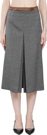 Prada Layered Wool Midi Skirt