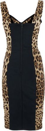 Dolce & Gabbana Womens Midi Dress Brown Stretch Silk Blend
