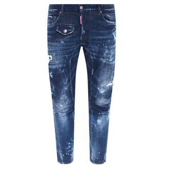Dsquared2 Tidy Biker Jeans Paint Splatter Dunkelblaue Jeanshose