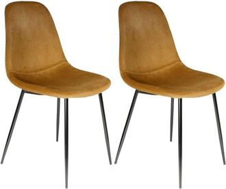 AC-Déco Chaise en velours côtelé Giulia (Lot de 2) Jaune moutarde