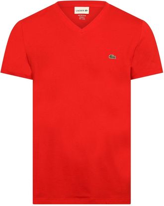 Lacoste Pima T-Shirt f&uuml;r Herren, V-Ausschnitt, Leicht (Rot)