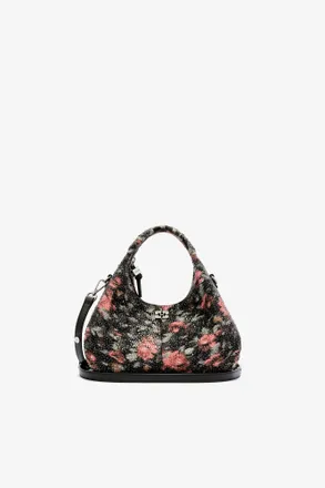Ganni Mini sac Hobo en fleur perl&eacute;e Noir - Pour Femme