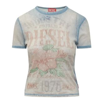 Diesel Femme, Tops, Bleu, Taille: 42 FR Short Sleeve T-Shirt