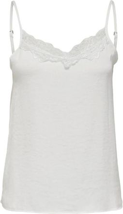 Only Only, Femme, Tops, Blanc, Taille: 34 FR D&eacute;bardeur Blanc Sans Manches Col Rond