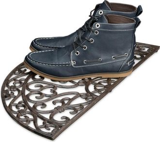 Relaxdays Relaxdays - 2 x Fußabtreter Gusseisen, rund, Fußabstreifer antik, Schuhabstreifer Landhausstil, hbt ca. 2 x 60 x 31 cm, bronze