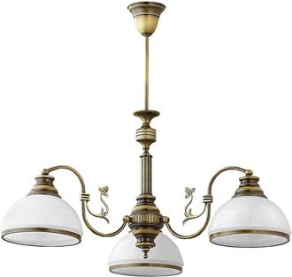 Licht-Erlebnisse Hängelampe wertig aus Metall Glasschirme in Messing-antik 3x E27 bis 60W für Esszimmer Wohnzimmer Schlafzimmer Pendelleuchte Hängeleuchte Leuchter