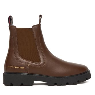 Tommy Hilfiger Klassische Stiefeletten Tommy Hilfiger Lthr Low Chelsea FW0FW08775 Braun