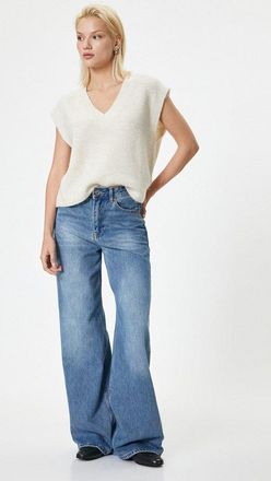 Koton Kurzarmpullover V-Kragen Oversize