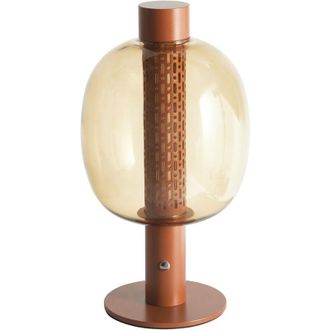 Beliani Beliani - Lampe de Table Moderne en Aluminium Lumi&egrave;re led Int&eacute;rieur Sans Fil Abat-Jour en Verre Marron Pulangi