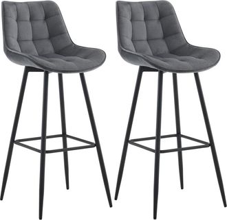 Clp Lot de 2 tabourets de bar Dartford Gris fonc&eacute; Velours