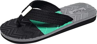 Generic Tongs pour homme, taille 42, sandales tendance, pantoufles de plage, tongs extra larges, Noir, 42 1/3 EU