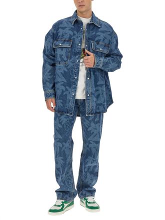 Palm Angels Oversized Cotton Jacket - Blue
