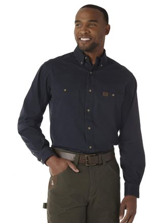 Wrangler Riggs Workwear Herren Logger Twill Langarm Workshirt, Marineblau, XX-Large