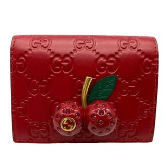 Gucci Portefeuille bi-pli Pre-owned en GG Supreme - Femme - Pre-owned - Rouge - Taille: ONE Size