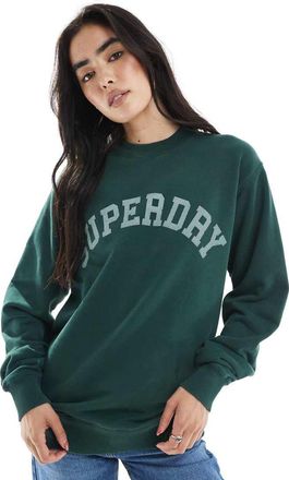 Superdry Athletic Essentials - Sweat ample ras de cou - Vert &eacute;meraude