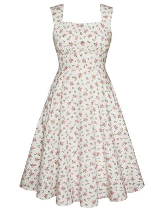 Belle Poque Damen Kleid Quadratischer Ausschnitt &auml;rmellose A-Linie Midi Partykleid Sommer l&auml;ssig flie&szlig;end Swing Sonnenkleid