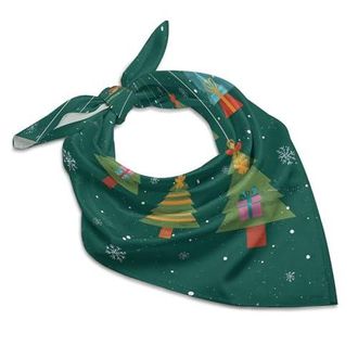 Generic Écharpe de Noël carrée colorée en soie légère avec motif sapin de Noël, écharpe pour cheveux, foulard respirant, cadeau pour femme et homme, multicolo