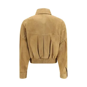 Versace Lamb Leather Blouson Jacket - Beige
