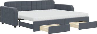 vidaXL Tagesbett Ausziehbar mit Schubladen Dunkelgrau 90x200 cm Samt Vidaxl
