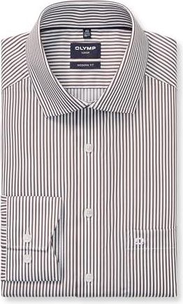 Olymp Global Kent Luxor Chemise &agrave; manches longues pour homme, rayures romaines, coupe moderne, taille 470, taille 26,19, Marron 28., 43