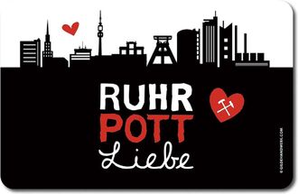 Gilde Gilde - 46994 - Fr&uuml;hst&uuml;cksbrettchen, Ruhrpott Liebe, Resopal, 23,5cm x 14,5cm, schwarz