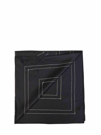 Toteme Womens Silk Scarf With Embroidered Monogram, Black Scarfs