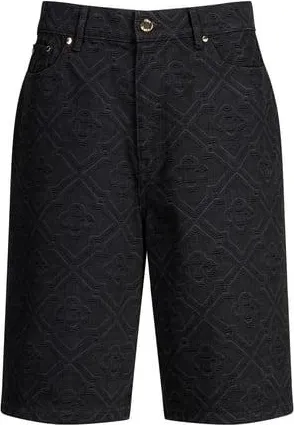 Casablanca Short en jean &agrave; monogramme en coton